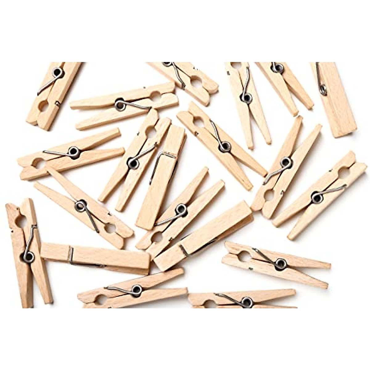 DecorRack Wooden Clothespins, Natural Wood Clothes Pegs, Arts and Craft Pins, Snack Clips, Indoor/Outdoor (Set of 96)
