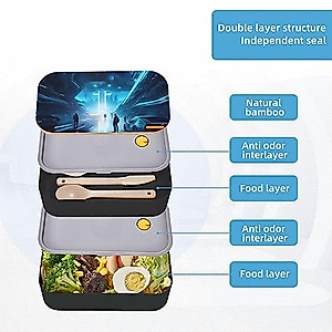Science Fiction Future Adult Lunch Box, Bento Box, With Cutlery Set Of 3, 2 Compartments, Rectangular, Lunch Box For Adults