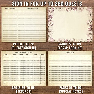 Rustic Guest Book for Wedding, Funeral, Memorial | Guest Book for Funeral Hardcover | Guestbook for Sign in, Celebration of Life Memorial Service | Guest Sign Book with Memory Table Card Sign Included