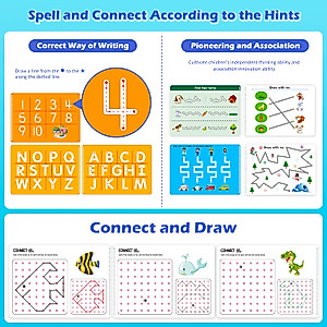 CALSPY 55 Pages Preschool Learning Activities Book+ 8 Dry Erase Markers- Montessori Handwriting Practice Alphabet Numbers Tracing Workbook for Kids Kindergartens Gifts Easter Valentines Children's Day
