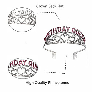 Birthday Sash Crown for Women Crystal Birthday Tiara and Crowns Premium Rhinestone Headband with Combs Birthday Outfits for Women Girls
