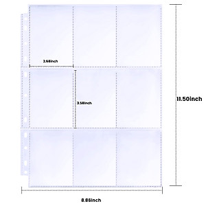 360 Pockets Binder Card Sleeves Double-Sided 9 Pocket Trading Card Pages for 3 Ring Binder, Clear Plastic Pages Sleeves for Sport Cards, Business Cards, Game Cards, Photos