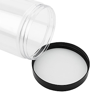 MOUYAT 8 Pack 32oz 1000ml Clear Plastic Storage Jars with Black Lids, 1L Empty Round Plastic Jars, Wide Mouth Food Storage Containers Refillable Jars for Kitchen Storage, Spice, Candy