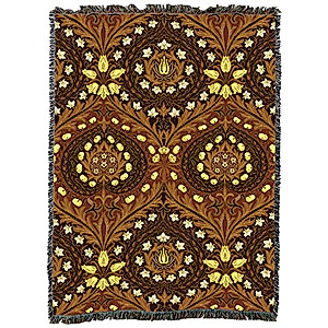 Pure Country Weavers William Morris Eden Saddle Gold Blanket - Arts & Crafts - Gift Tapestry Throw Woven from Cotton - Made in The USA (72x54)