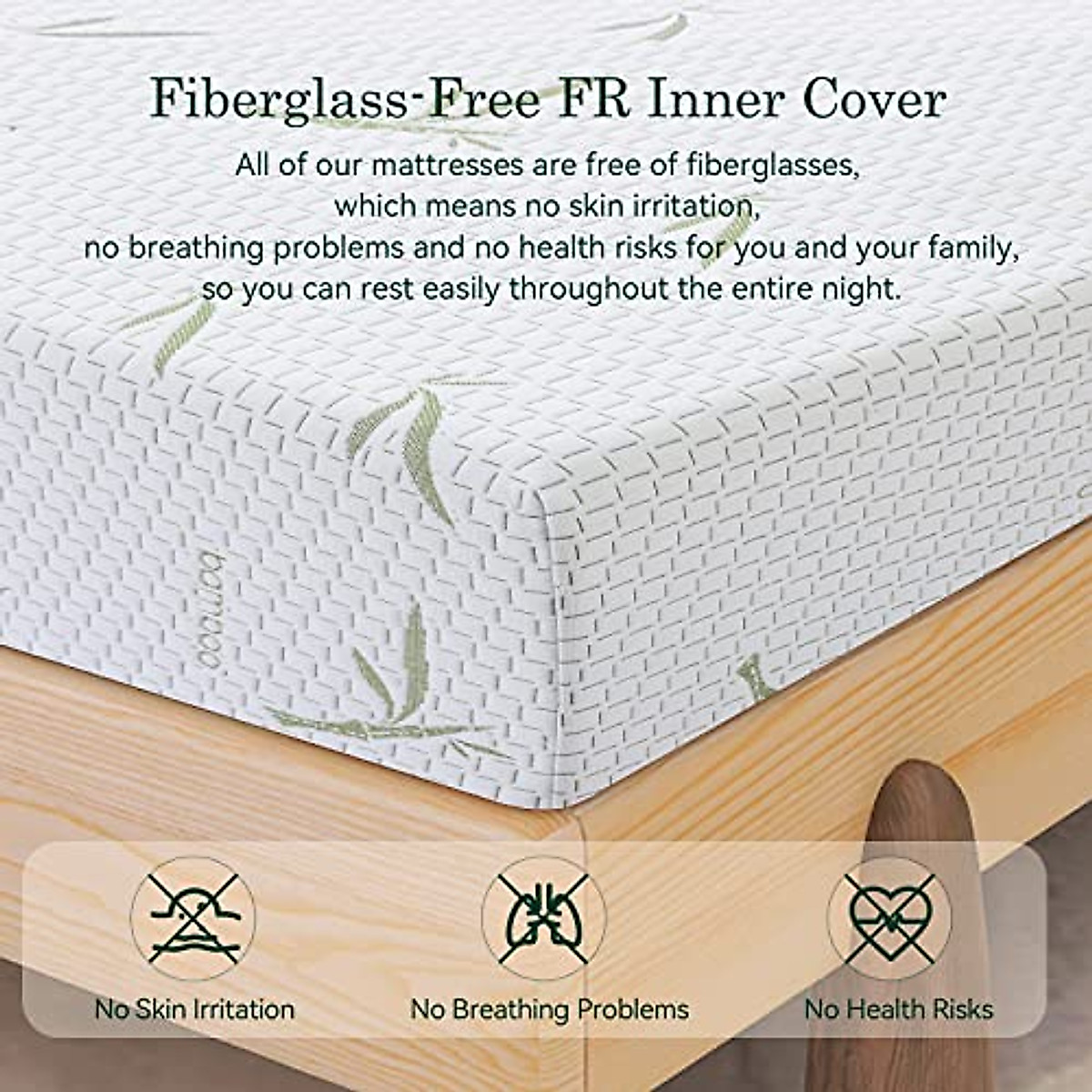 Vyfipt 6 Inch Green Tea Mattress, Bamboo Cover Medium Firm Memory Foam, Twin