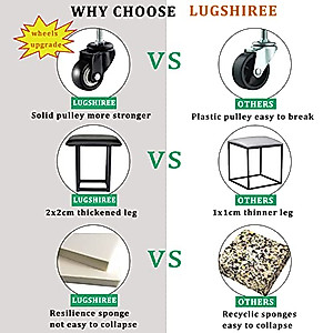 LUGSHIREE 5 in 1 Nesting Ottoman Cube Chair, Stackable Stools, Leather Square Ottoman Bench, Foot Stool with Wheels for Living Room,Dining Room 15.75x15.75x16.54 inches