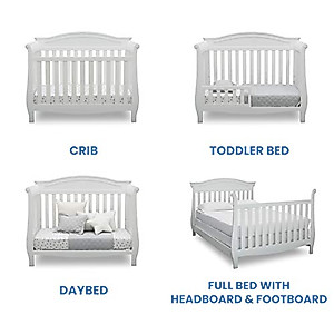 Delta Children Lancaster 4-in-1 Convertible Baby Crib, Bianca White