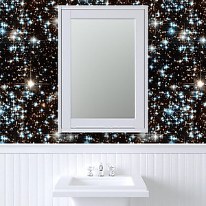 Peel & Stick Wallpaper Swatch - Stars Sparkle Star Field Dark Galaxy Universe Outer Space Photo Blue Nebula Black Custom Removable Wallpaper by Spoonflower