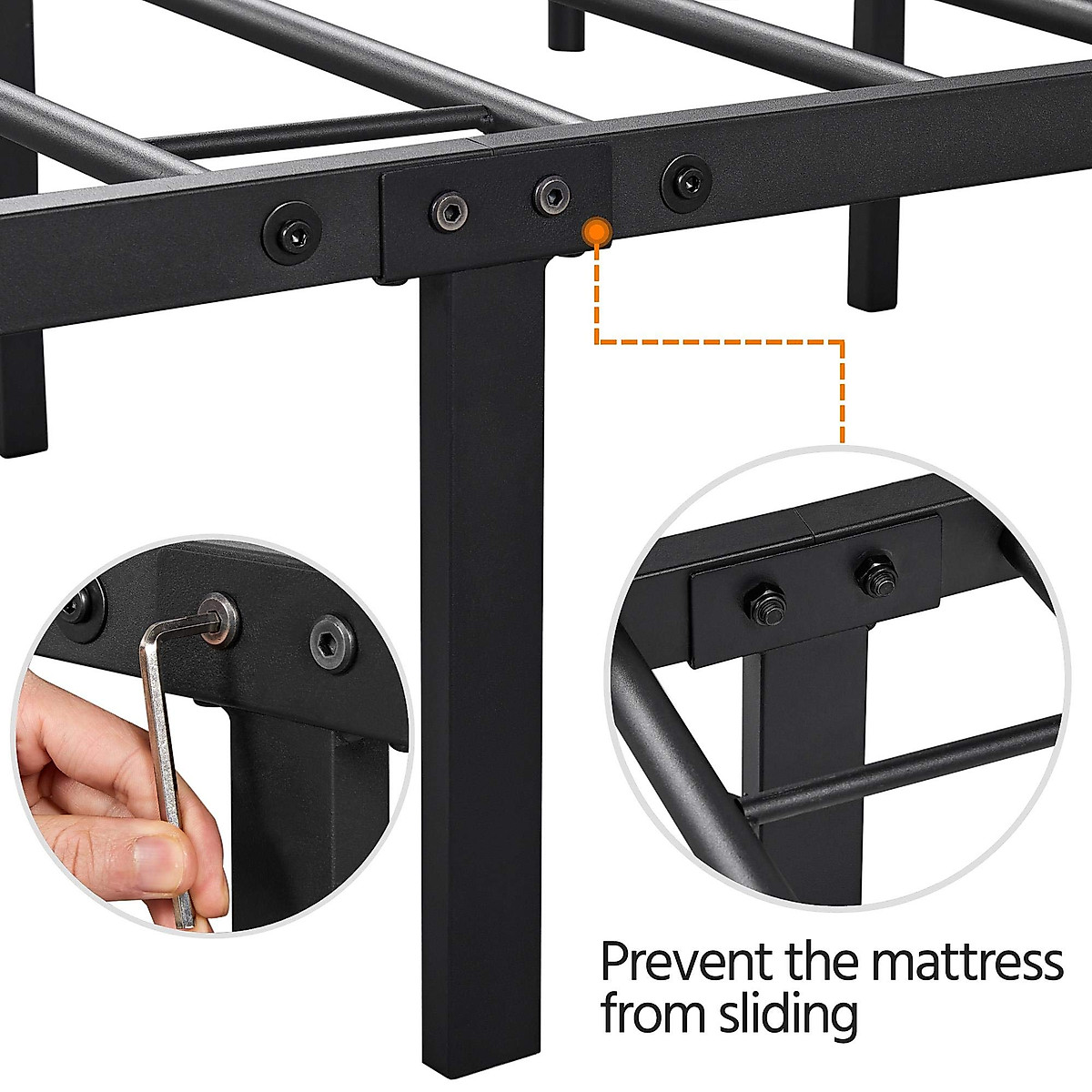 Topeakmart Full Size Victorian Style Metal Bed Frame with Headboard/Mattress Foundation/No Box Spring Needed/Under Bed Storage/Strong Slat Support Black