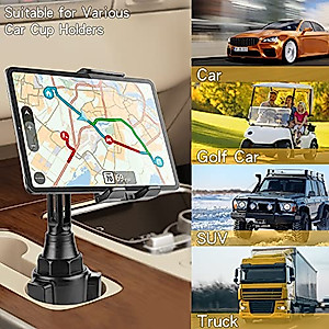 Lopnord Car Cup Holder Tablet Mount Compatible with Samsung Galaxy Z Fold 4 3/Flip 4 3/S22 Ultra, Cell Phone and iPad Stand for iPhone 14 13 Pro Max iPad Mini 6/5/Galaxy Tab S8, iPad Holder for Car