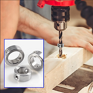 LEONTOOL 12 Pcs 3-16mm Drill Bit Depth Stop Collar Set 304 Stainless Steel Drilling Limit Ring Drill Bit Stop Collar Set Stop Bit Collar Set Drill Tool with Hex Wrenches and Storage Box