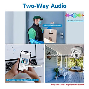 Anpviz 6MP POE Camera, UltraHD IP Camera with Mic& Speaker, Smart Color Night Vision Security Turret Camera for Day& Night, AI Human& Vehicle Detection Dome Camera with 2.8mm Lens, MicroSD(U Series)