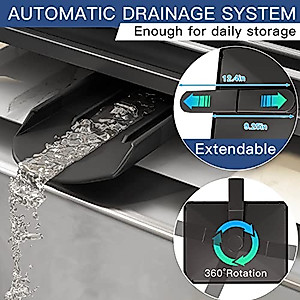 Dish Drying Rack, Aluminum 2-tier Multifunctional 7-in-1 Dish Racks for Kitchen Counter with Drainboard, Rustproof Detachable Large Capacity Dish Drainer with Wine Glass Holder, Utensil&knife Holder