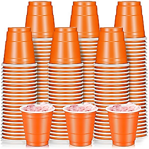 Layhit 200 Pack 2oz Shot Cups Plastic Shot Glasses Mini Disposable Cups for St. Patrick's Day Wedding Party Supplies Beer Drinking Serving Snacks Samples Tastings(Orange)