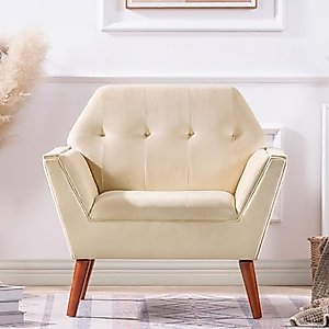 ATGHYURT 32" Wide Tufted Armchair Club Chairs Single Sofa Modern Accent Chairs Lazy Sofa Chair Comfy Lounge Chair Recliner Chair Upholstered Reading Chair for Living Room Bedroom Office