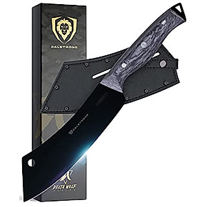 Dalstrong Hybrid Cleaver & Chef Knife - 8 inch - 'The Crixus' - Delta Wolf Series - Ultra-Thin & Zero Friction Blade HC 9CR18MOV Steel - Black Titanium Nitride Coating - G10 Camo Handle - Sheath