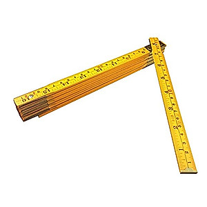 Binzer Folding Wooden Stick Ruler, Inch & Metric (6-foot-6-inch/2-Meter When Straight), Carpenters/General Use