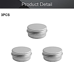 Othmro 3pcs 0.3oz Metal Round Tins Aluminum Tin Cans Containers with Screw Lid, 35 * 18mm(DxH) Silver tin cans for Salve, Spices, Lip Balm, Tea or Candies 10ml