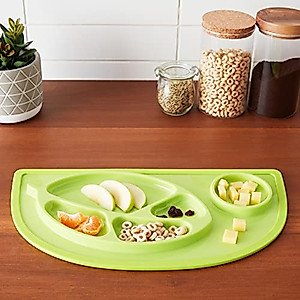 Infantino All-in-One Lil’ Foodie Tray - Green - BPA-Free, Food-Grade, Divided Food & Sippy Cup Sections - Dishwasher-Safe - for Babies & Toddlers 4M+