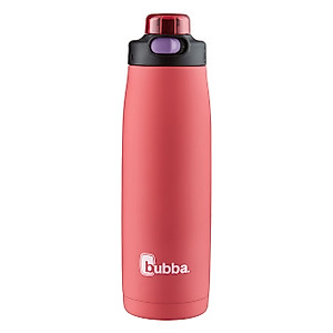 Bubba Radiant Stainless Steel Water Bottle with Push-Button Chug Lid 24oz., Electric Berry Rubberized
