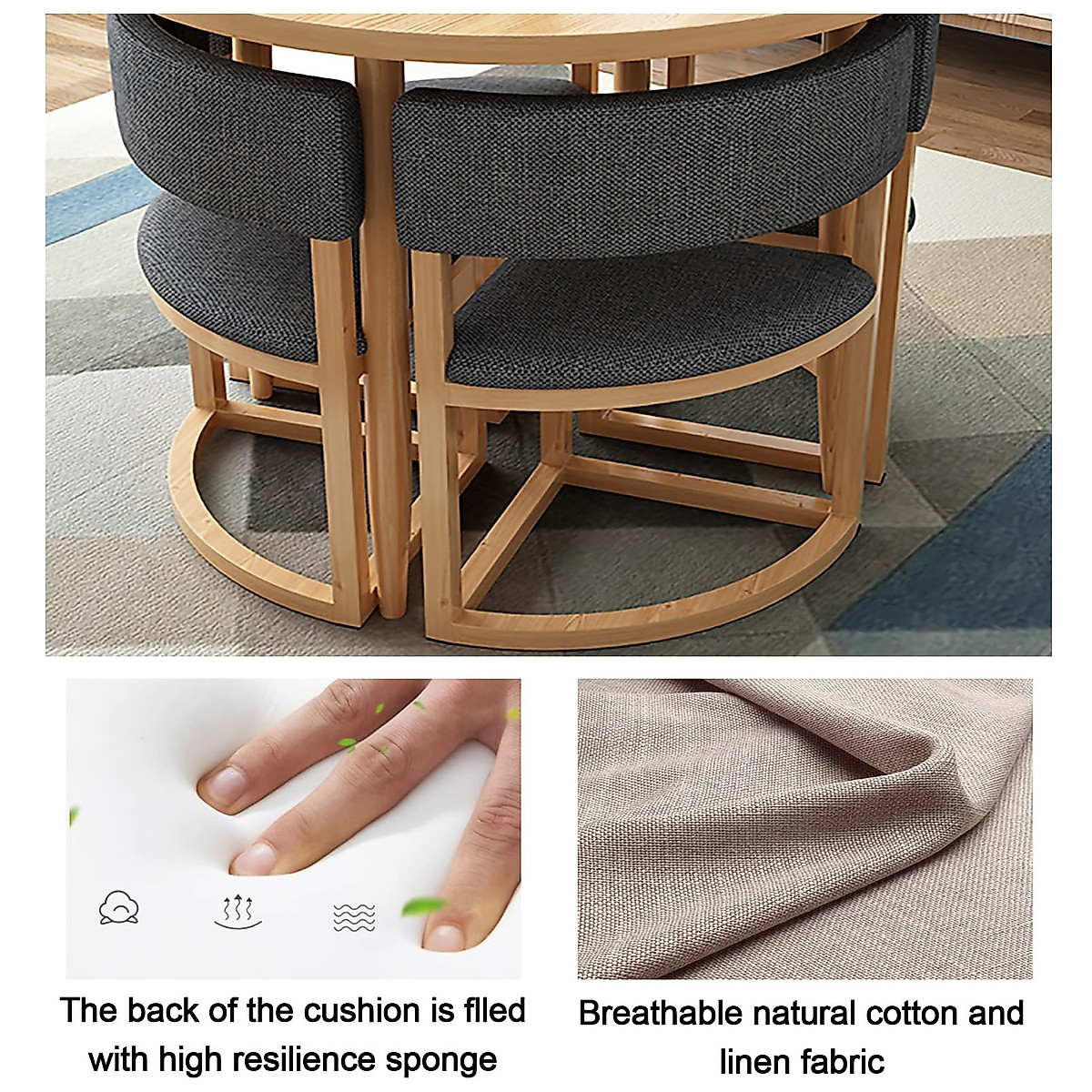 Round Conference Table,Office Table and Chair Set,Small Conference Table for 4,Marble Round Table and Backrest Chair Sets,Living Room Balcony Leisure Table Coffee Shop Bakery 80cm (Size : A5)