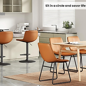 Soohow Set of 2, Kitchen Room Mid Century Midcentury Modern Faux Leather Comfortable, Home, Bistro Coffee Shop, 18" Dining Chairs 2 PCS, Whiskey Brown