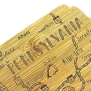Totally Bamboo Destination Pennsylvania State Shaped Serving and Cutting Board, Includes Hang Tie for Wall Display