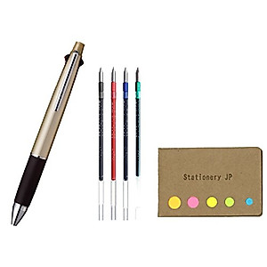 Jetstream 4&1 4 Color Extra Fine Point 0.38mm Ballpoint Multi Pen, Gold Barrel, 4 color Ink Refills, Sticky Notes Value Set