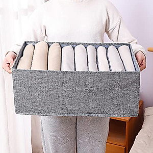 FIHAP Sock Drawer, Underwear Dresser, Collapsible Closet Wardrobe Organizer, Fabric Clothes Storage Organizers with Handles Dividers for Clothing, Jeans, Sweater, Bras, MacBook Charger (7 Grids, Grey)
