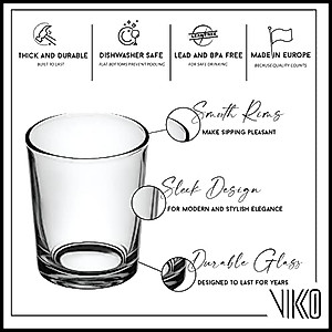 Vikko 5 Ounce Small Juice Glasses, Heavy Base Glassware, Mini Cups for Drinking Orange Juice, Water, Kids Glass Drinking Glasses for Tasting, 5 oz Juice Glass, Set of 6 Clear Glass Tumblers