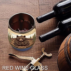 WYUSPGK 304 Stainless Steel Insulated Cup, Rustic Lodge Bear Print Smooth Rim, Durable & Reusable - Perfect for Office, Home, And Travel