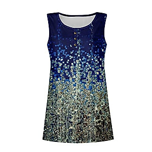 Women's Tank Top Casual Tunic Sleeveless Tops Summer T-Shirt Loose Comfortable Independence Day Printed Shirts Tank Top for Women Sleeveless Tank Tops for Women（3-Blue,4X-Large）