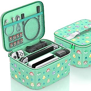 Carrying Case Compatible with Nintendo Switch/Switch OLED Case, Large Storage Carry Case Cute Soft Shell Protective for Switch Console Pro Controller & Accessories
