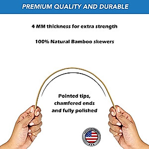 Reusable Natural Bamboo Skewers for BBQ, Kabob, Appetizer, Chocolate Fountain, Crafting, Party - 16 Inch Kebab BBQ Sticks & Skewer Wooden Skewers (100 PCS) - Thick Ideal for Grilling