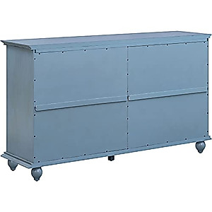 RuiSiSi armhouse 60'' Storage Sideboard Buffet Cabinet with Adjustable Height Shelves for Living Room, Teal Blue