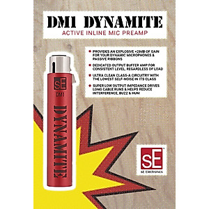 sE Electronics DM1 Dynamite Active In-line Microphone Preamp with 28dB Gain Bundle with 2 20-FT XLR Microphone Cables and 7-Pack Cable Ties