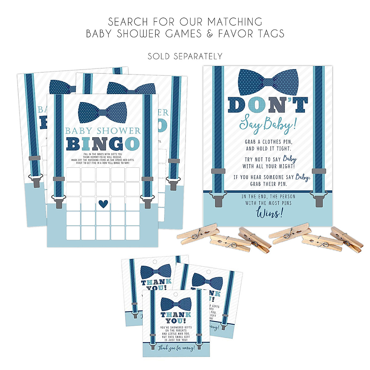 Your Main Event Prints Boy Baby Shower Invitations, 20 Including Envelopes & Diaper Raffle Cards, Little Man, Sprinkle