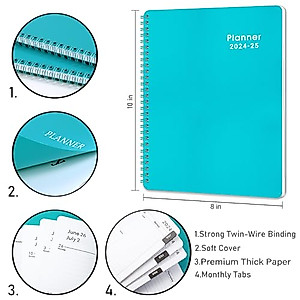 2024-2025 Planner - Weekly and Monthly Planner 2024-2025, Jul 2024 - Jun 2025, 8'' x 10'', 2024-2025 Planner, Twin-Wire Binding, Thick Paper, Flexible Cover - Lake Green