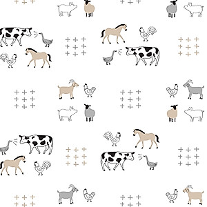 Lambs & Ivy Baby Farm Animals 100% Cotton Fitted Crib Sheet - White