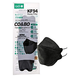 CO&BO [Pack of 10] Well-Being Hygiene KF94 Face Masks WK-950 Black [Individually Packaged] - Made In Korea