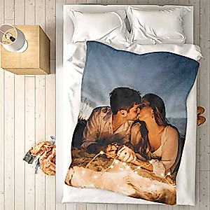 YESCUSTOM Personalized Blanket with Photo Text Custom Throw Blanket Using My Own Pictures for Christmas Family Mom Dad Dog Sisters Friends Besties Grandma Wife