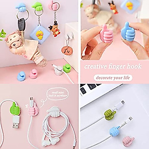 AELITOK 16Pcs Creative Silicone Thumb Wall Hook - Multifunction Adhesive Cable Clip ，Self Adhesive Thumb Cable Organizer Clips Key Hanger