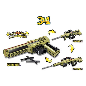 HOCHE Gun Model Kits for Kids Desert Eagle 3-in-1, 202 Pcs Model Kit Building Blocks Gun DIY Can Launch Weapon Military Model Toy, Improve Kid's Concentration