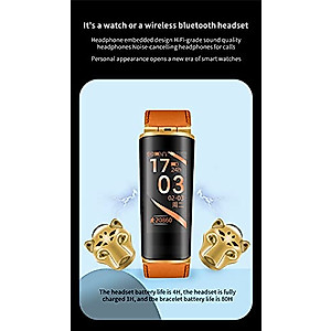 Smart Watch with True Wireless Earbuds 2 in 1, Business Style Smart Bracelet Fitness Tracker, Heart Rate Monitor, Sleep Monitor, Calorie Step Counter for Sport