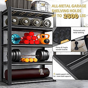 REIBII Garage Storage Shelves Heavy Duty Garage Shelving 72" Adjustable Metal Shelves for Storage 5-Tier Garage Shelves Heavy Duty 2500LBS Basement Kitchen Pantry Shelving Utility Shelves, 3 Pack