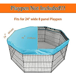 PJYuCien Dog Playpen Mesh Top Cover, Fits 24 Inch 8 Panels Regular Octagon Metal Exercise Pet Playpen, Velcro Connections, Blue (Note: Cover Only, Playpen Not Included !!!)