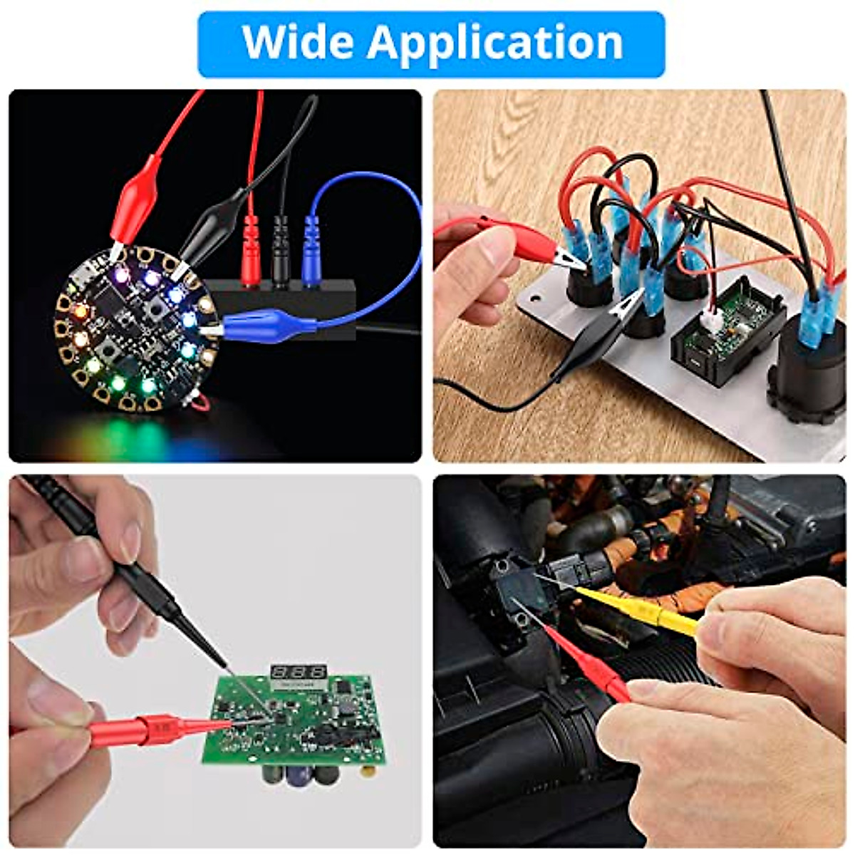 CAMWAY 25pcs Back Probe Test Lead- 15pcs Back Probe Pins & 5pcs Banana Plug to Alligator Clip 5 PCS Alligator Clips for Multimeter Diagnosis Circuit Testing