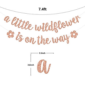 A Little Wildflower is on the Way Banner, Flower Baby Shower Decorations, Floral Theme Gender Reveal Baby Shower Party Decorations, Rose Gold Glitter