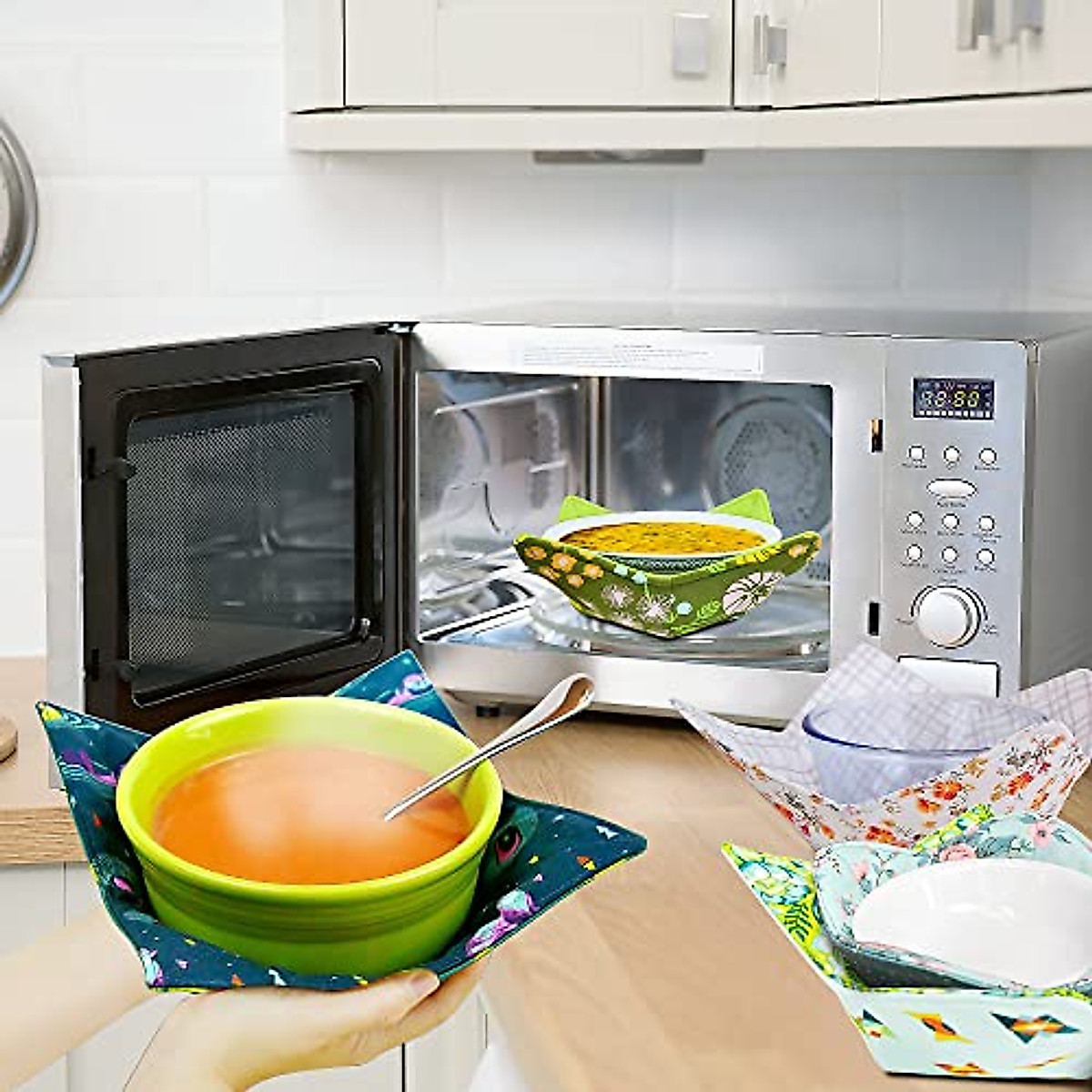 Bowl Cozy Pattern Template Cutting Ruler Set for Sewing, Large Bowl Cozy Template with 40 Pcs Cool Pins and User Manual(3 Sizes)