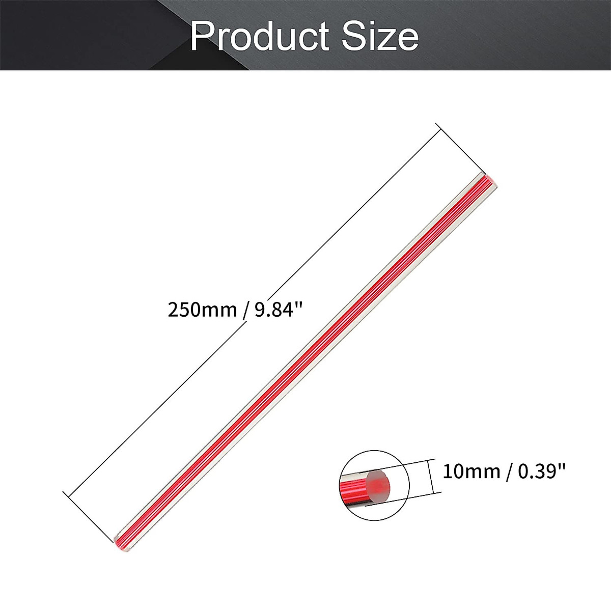 Fielect Red Straight Line Acrylic Round Rod Standard Plexiglas Tolerance Lightweight for DIY 10mm Diameter 250mm Height 2Pcs